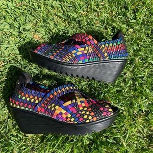bernie mev. | Shoes | Bernie Mev Multi Colored Black Wedges | Poshmark